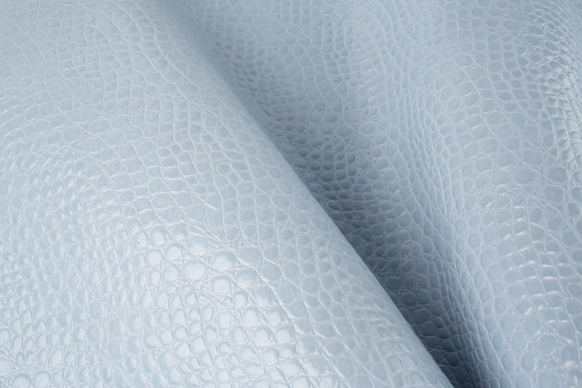 Light Blue Crocodile Embossed Print ITALIAN Leather Calf Cow | Etsy