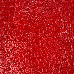 RED Crocodile Embossed Print ITALIAN Leather Calf Cow Hide Scraps Scrap ...