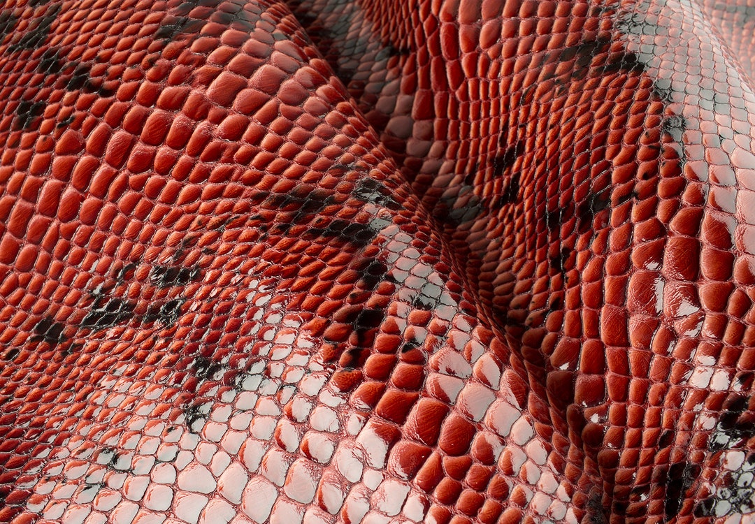 MARSALA ITALIAN Python Print ITALIAN Leather Calf Cow Hide Scraps Scrap ...