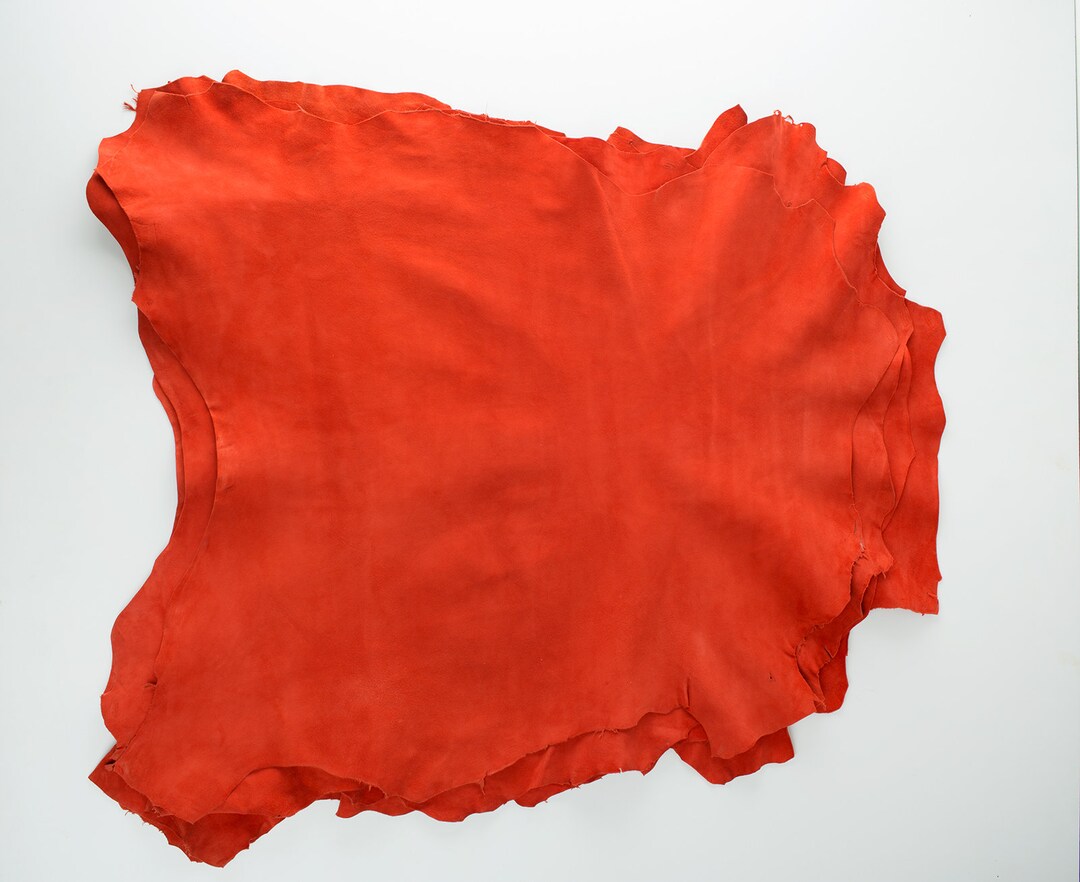 Carrot Saturated ITALIAN Goat Suede Velours Leather Hide Skin Hides Art ...