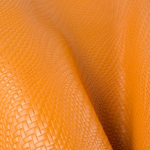Orange Yellow ITALIAN Braided Embossed ITALIAN Leather Calf Cow Hide ...