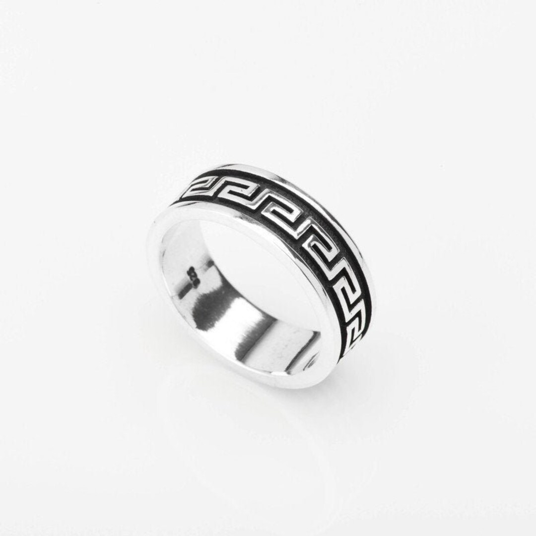 Greek Key Meander Ring, 925 Sterling Oxidized Silver Ring, Infinity ...