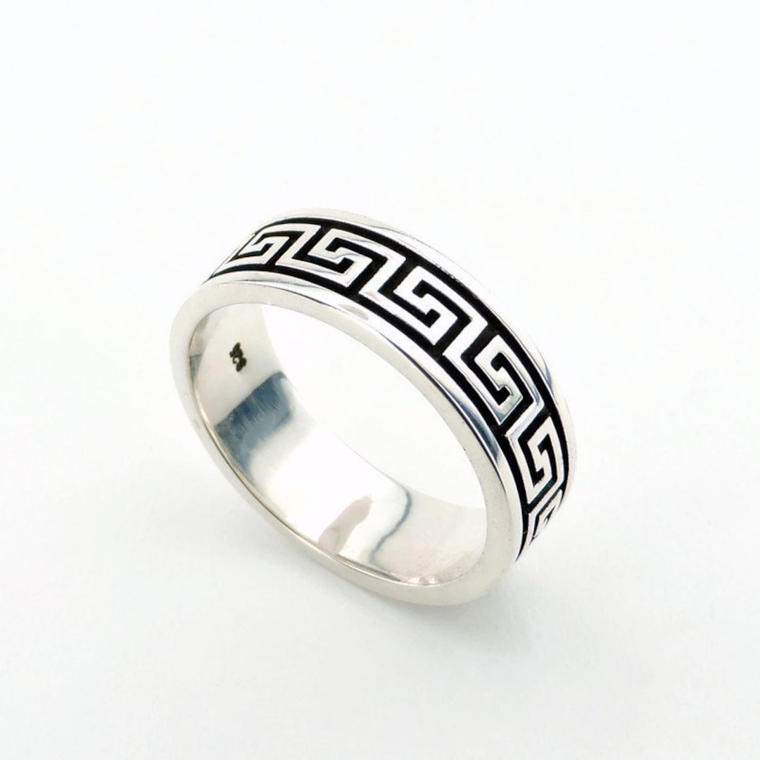 Greek Key Meander Ring, 925 Sterling Oxidized Silver Ring, Infinity ...