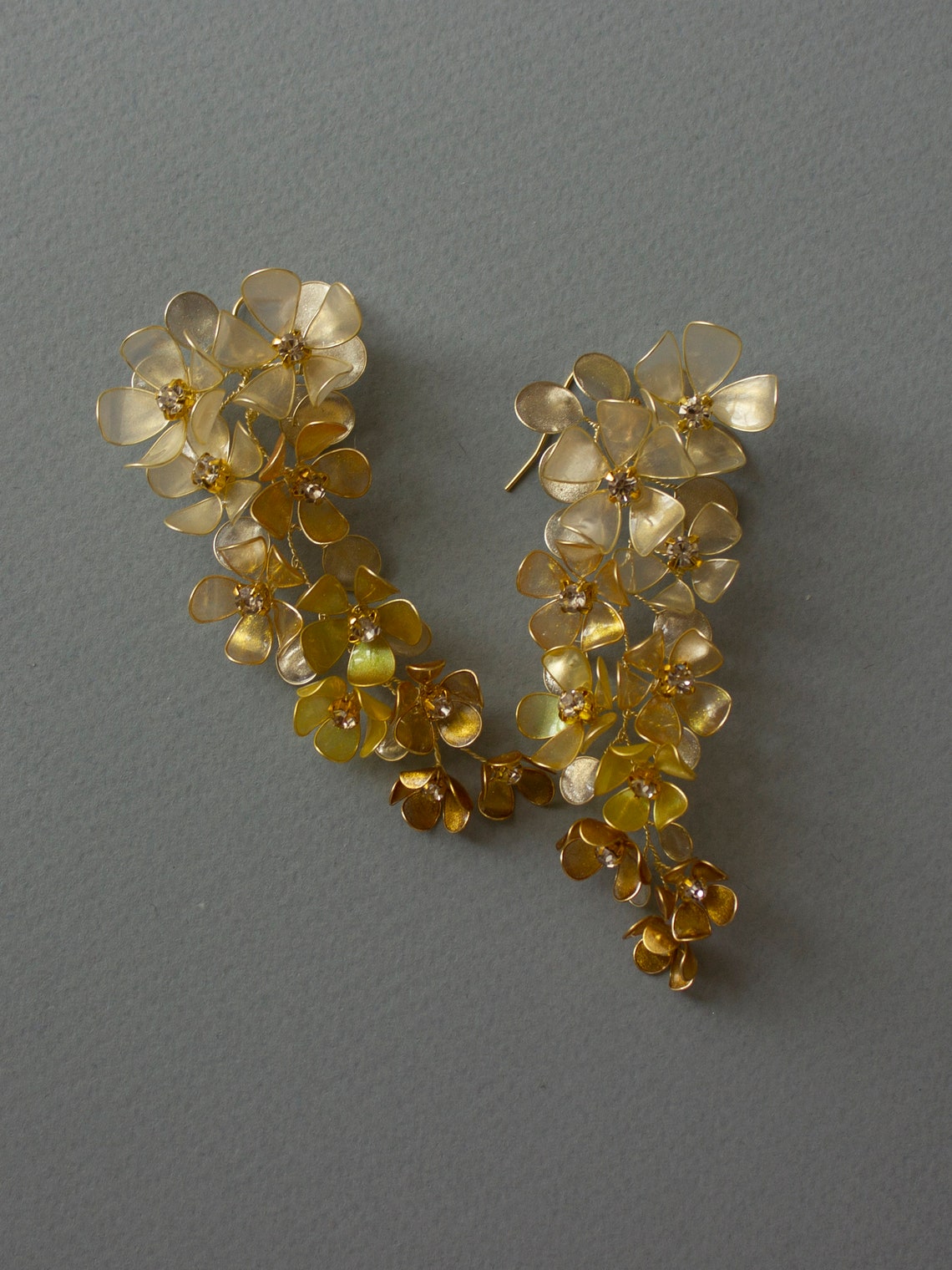 Gold Flower Buds Dangle Drop Earrings | Etsy