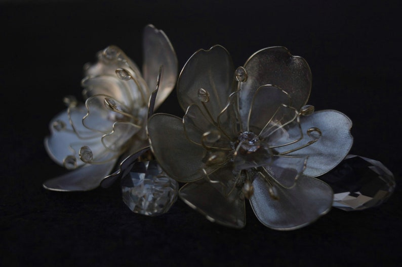 Fairycore Pearly Transparent Floral Dangling Earrings With Omega Back ...