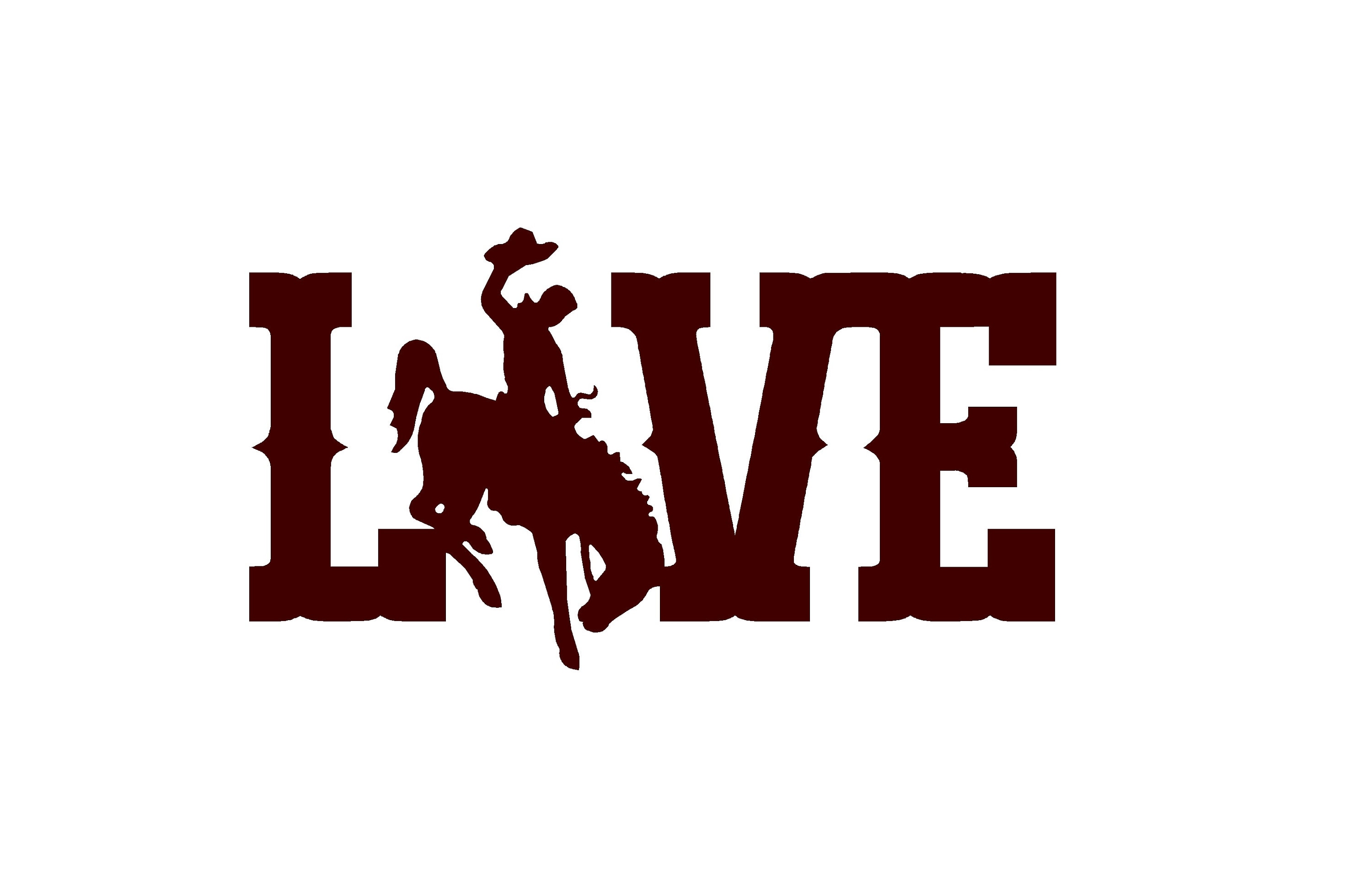 Wyoming Bucking Horse and Rider LOVE Horizontal - Etsy