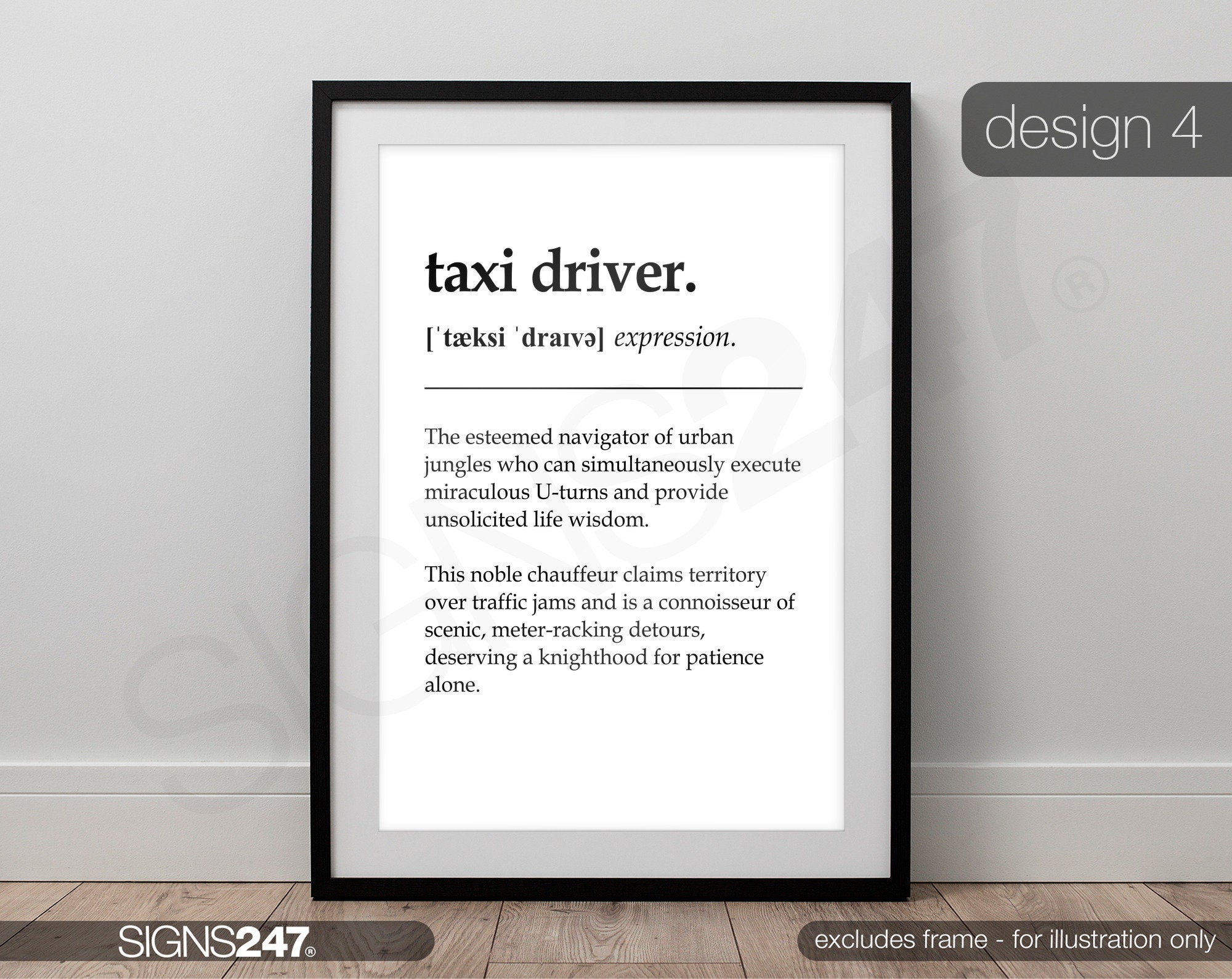 Taxi Driver Poster | Taxi Driver Quote Definition Poster | Printed ...