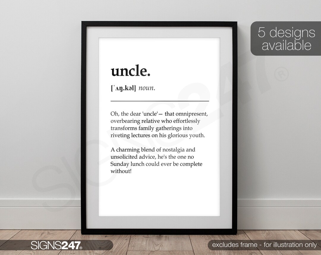 Uncle Poster | Uncle Quote Definition Poster | Printed Poster | Funny ...
