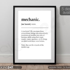 Mechanic Poster | Mechanic Quote Definition Poster | Printed Poster ...