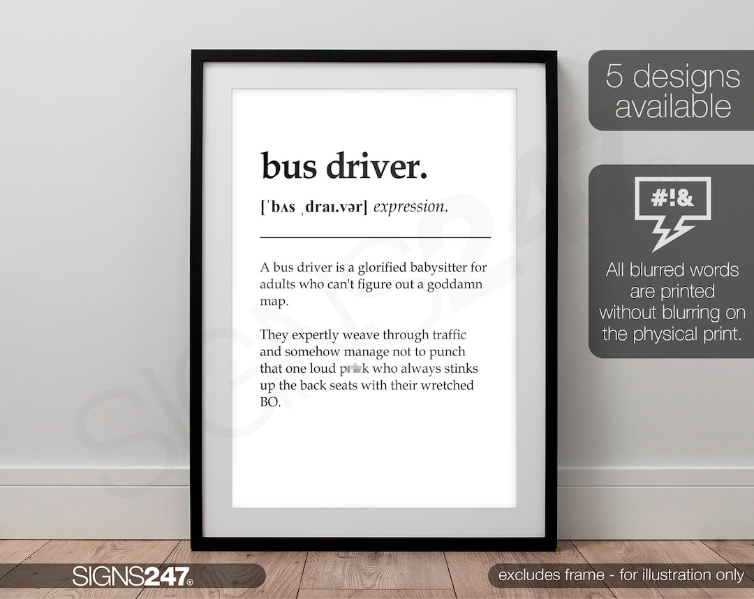Bus Driver Poster | RUDE | Bus Driver Quote Definition Poster | Printed ...