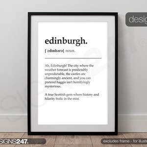 Edinburgh Poster | Edinburgh Quote Definition Poster | Printed Poster ...