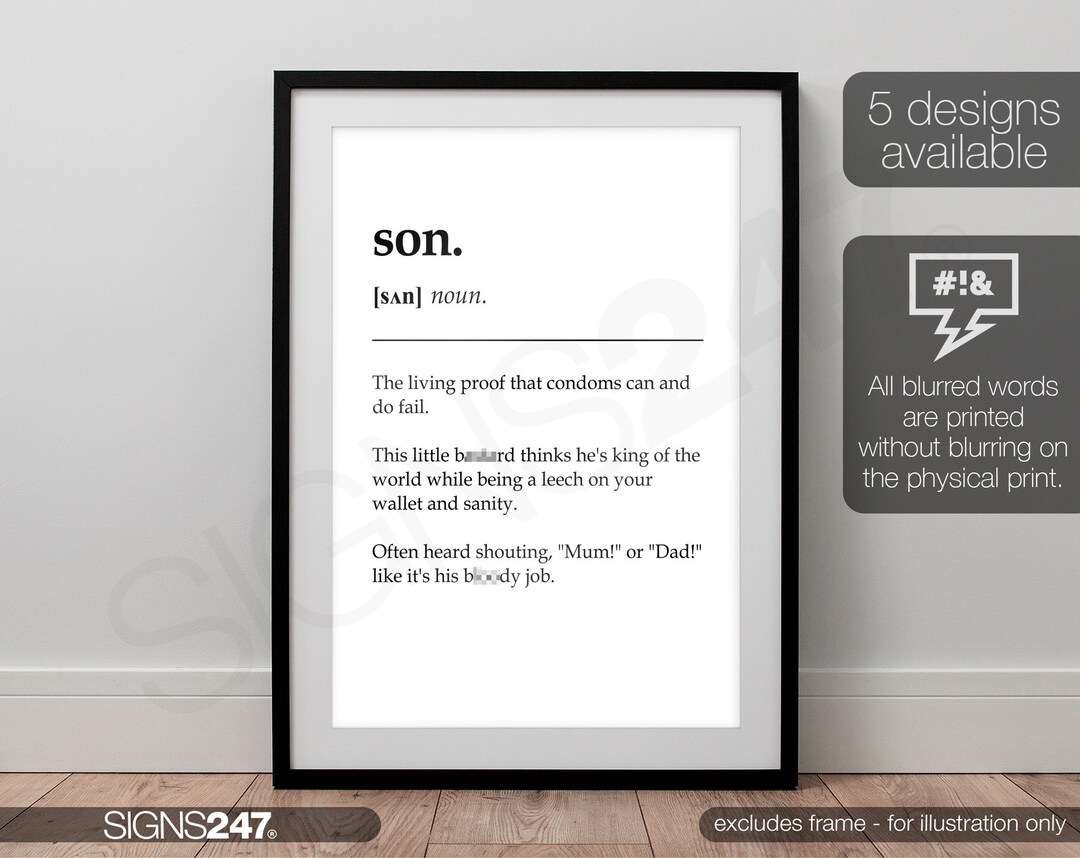 Son Poster RUDE Son Quote Definition Poster Printed Poster Funny Poster ...