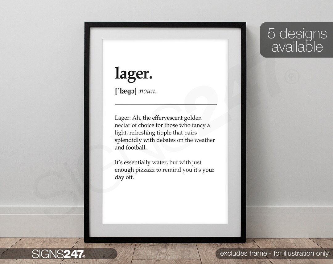 Lager Poster | Lager Quote Definition Poster | Printed Poster | Funny ...