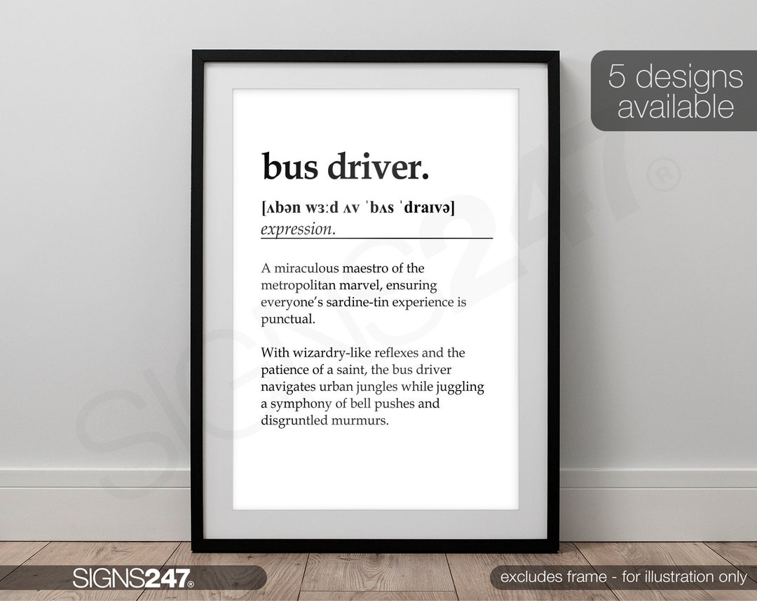 Bus Driver Poster | Bus Driver Quote Definition Poster | Printed Poster ...