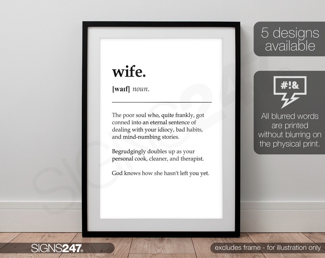 Wife Poster | RUDE | Wife Quote Definition Poster | Printed Poster ...