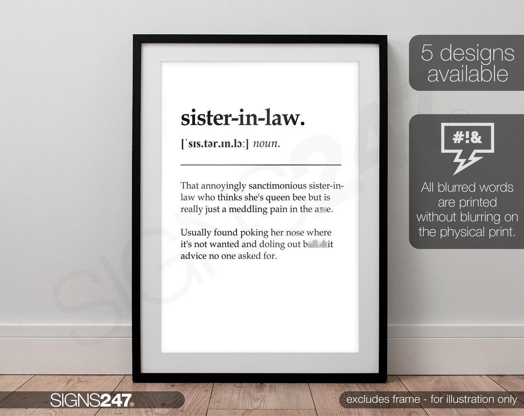 Sister-in-law Poster | RUDE | Sister-in-law Quote Definition Poster ...