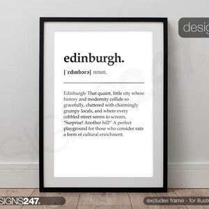 Edinburgh Poster | Edinburgh Quote Definition Poster | Printed Poster ...
