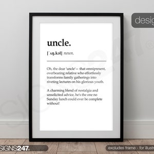 Uncle Poster | Uncle Quote Definition Poster | Printed Poster | Funny ...
