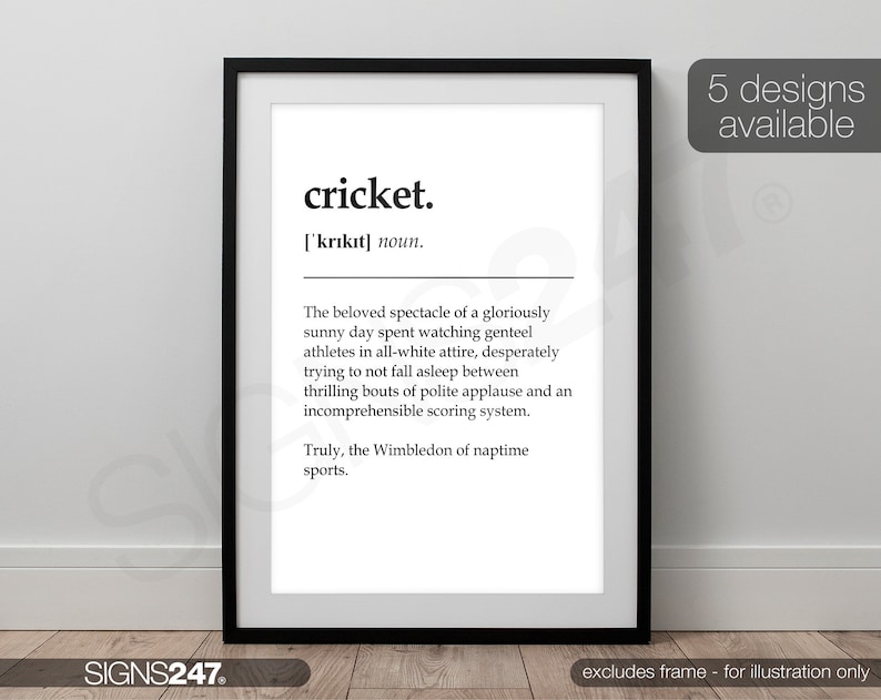 Cricket Poster | Cricket Quote Definition Poster | Printed Poster ...
