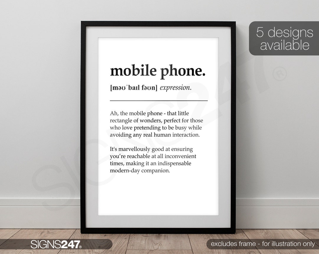Mobile Phone Poster | Mobile Phone Quote Definition Poster | Printed ...