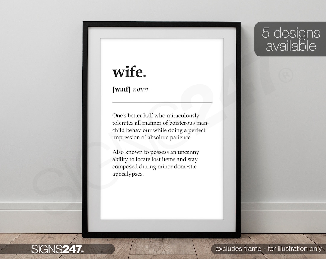 Wife Poster | Wife Quote Definition Poster | Printed Poster | Funny ...
