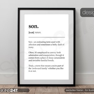 Son Poster Son Quote Definition Poster Printed Poster Funny Poster ...