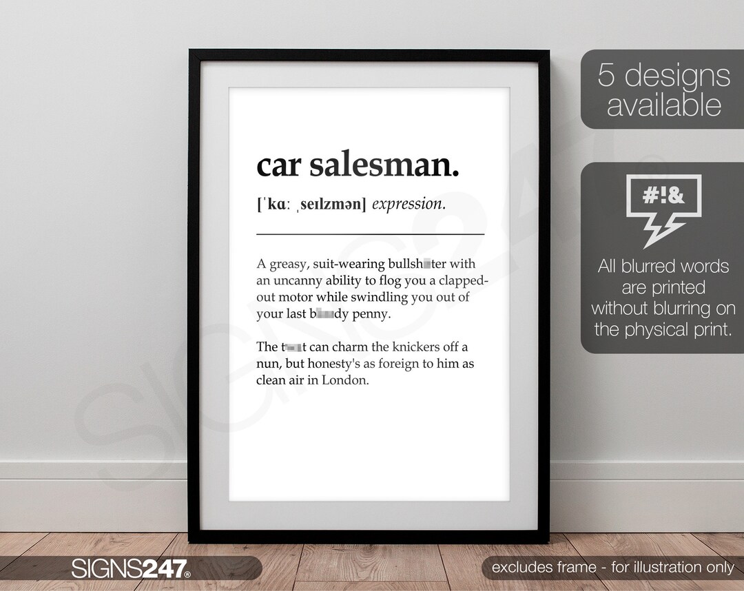Car Salesman Poster | RUDE | Car Salesman Quote Definition Poster ...