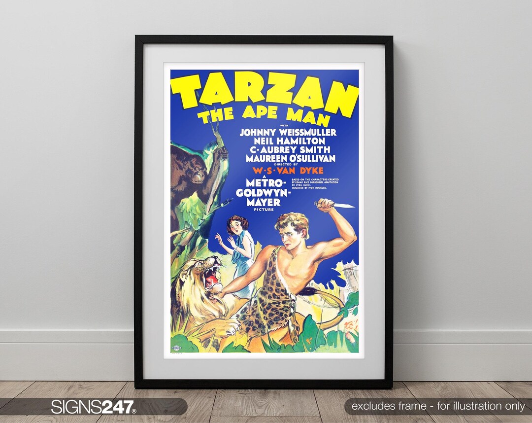 Tarzan the Ape Man Poster Johnny Weissmuller Neil Hamilton C. Aubrey ...