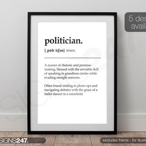 Politician Poster | Politician Quote Definition Poster | Printed Poster ...