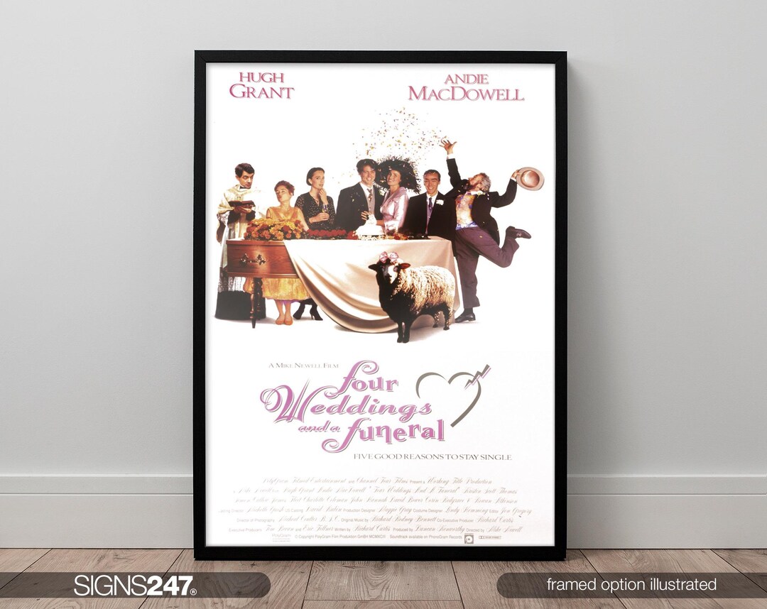 Four Weddings and A Funeral Movie Poster | Hugh Grant | Andie Macdowell ...