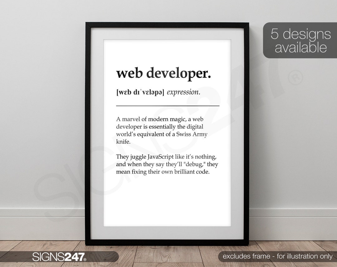 Web Developer Poster | Web Developer Quote Definition Poster | Printed ...