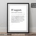 IT Support Poster | IT Support Quote Definition Poster | Printed Poster ...