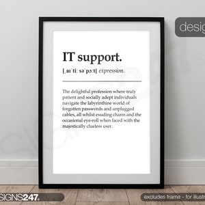 IT Support Poster | IT Support Quote Definition Poster | Printed Poster ...