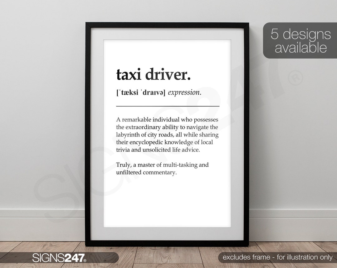 Taxi Driver Poster | Taxi Driver Quote Definition Poster | Printed ...