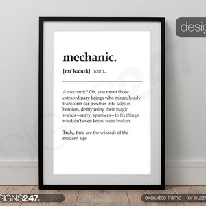 Mechanic Poster | Mechanic Quote Definition Poster | Printed Poster ...