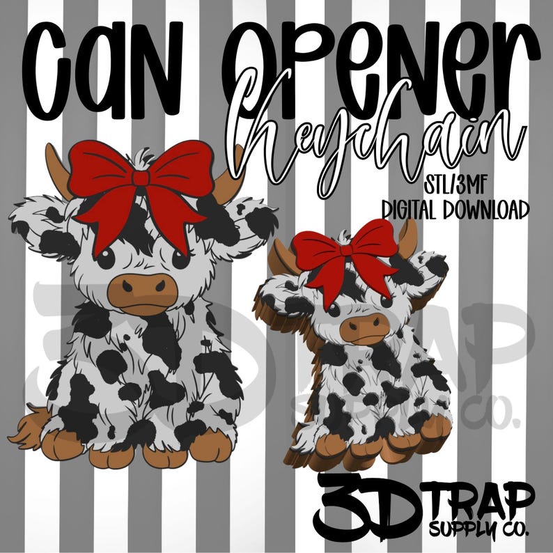 Highland Cow Bow Keychain Can Opener 3MF/STL Digital 3D Print - Etsy