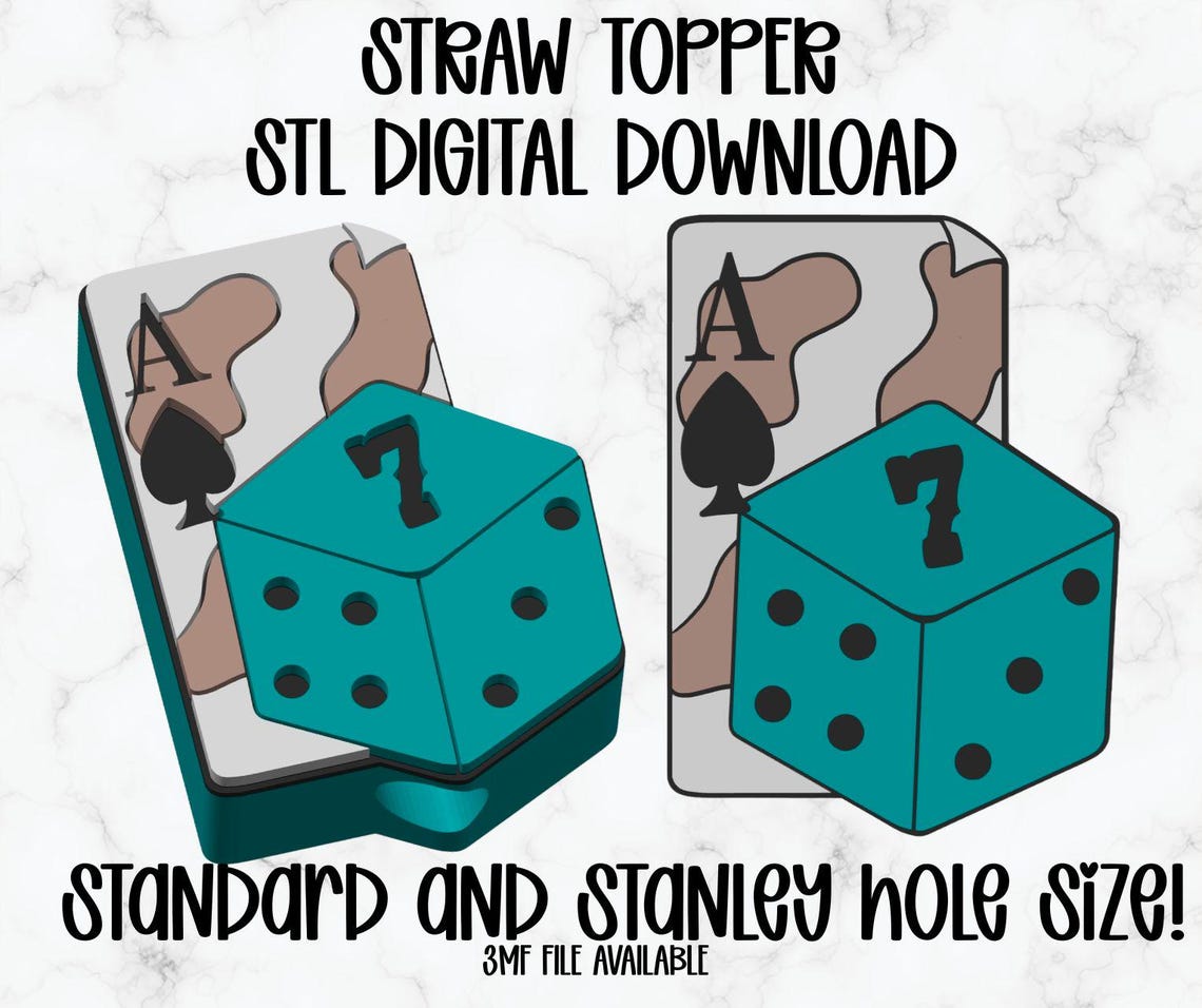 Ace Dice Western Cow Print Straw Topper – 3MF |STL File (digital ...