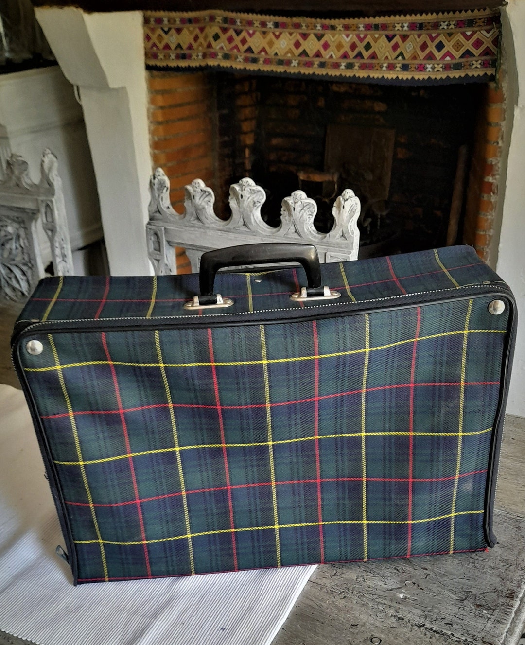 FOLDING CANVAS SUITCASE // Scottish Canvas // Vintage - Etsy