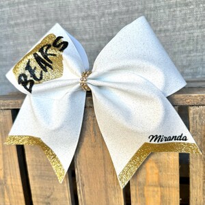 Personalized Cheer Bow- Custom Colors, Glitter Vinyl, Mascot- Image W ...