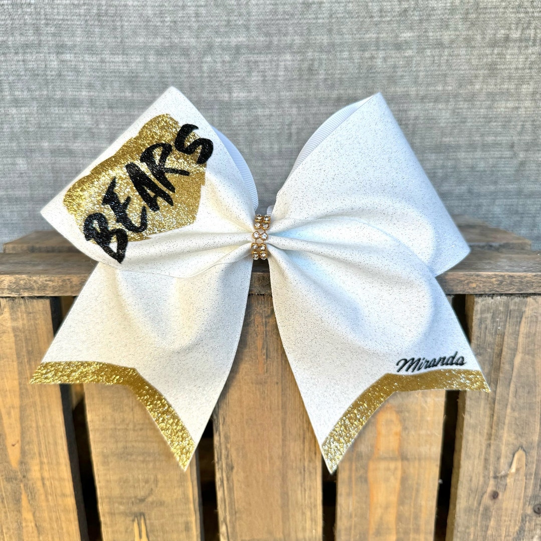Personalized Cheer Bow Custom Colors, Glitter Vinyl, Mascot Image W ...
