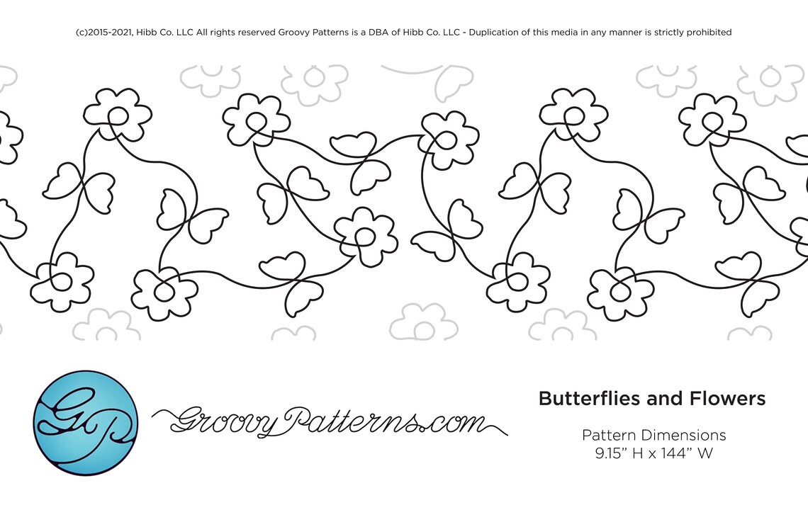 Groovy Patterns Longarm Quilting Pantograph - Butterflies and Flowers ...