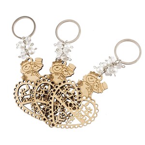 Wooden Wedding Couple Design Laser Cut Keychain Recuerdos De Nuestra ...