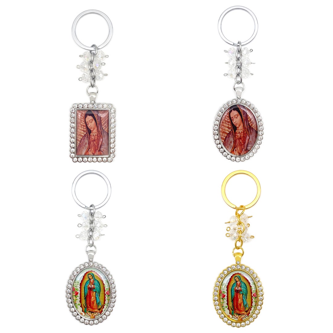 Our Lady of Guadalupe Virgin Mary Rhinestone Bling Keychain/communion ...