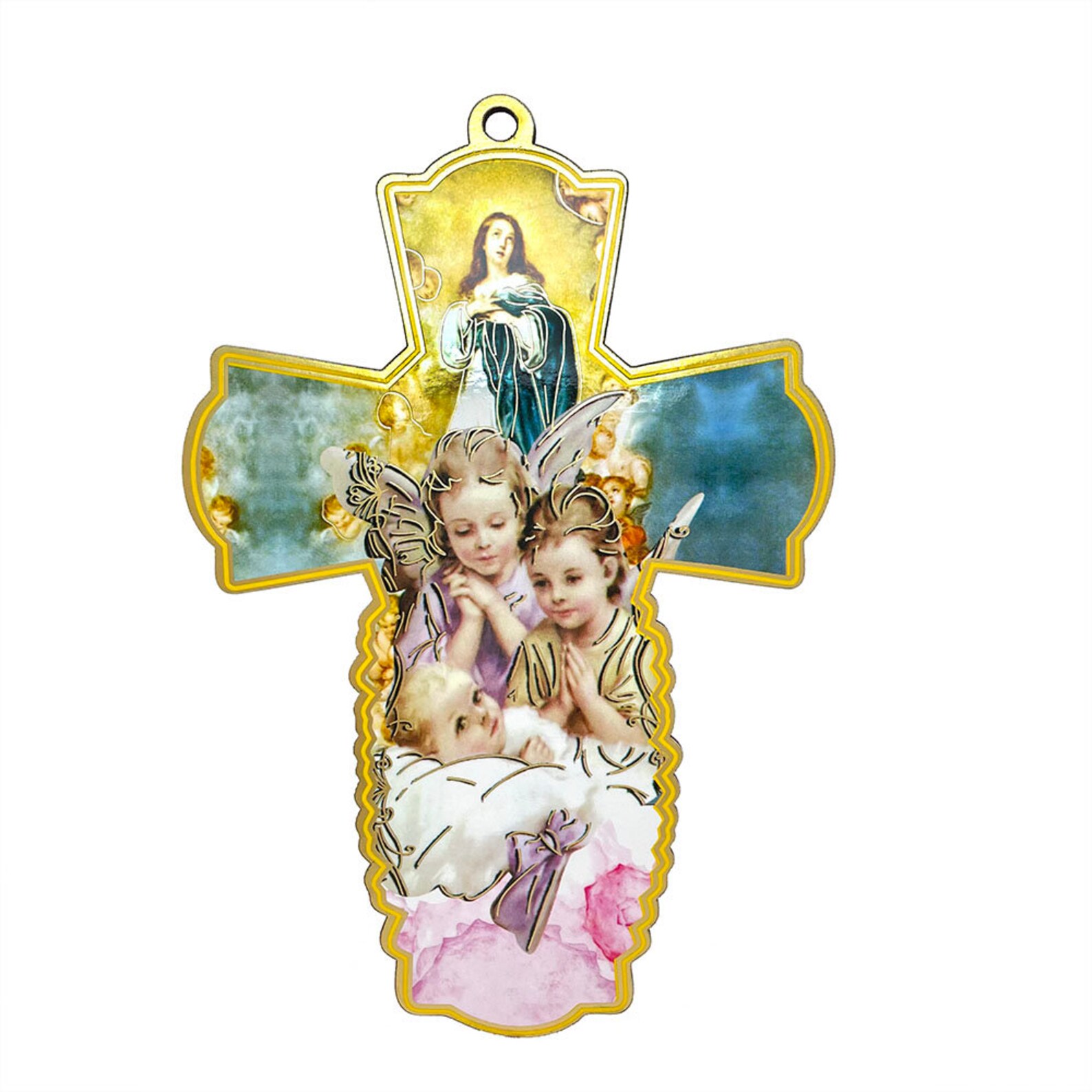 12 Pcs Baby Guardian Angels Wood Wall Cross Baptism/ First Communion ...