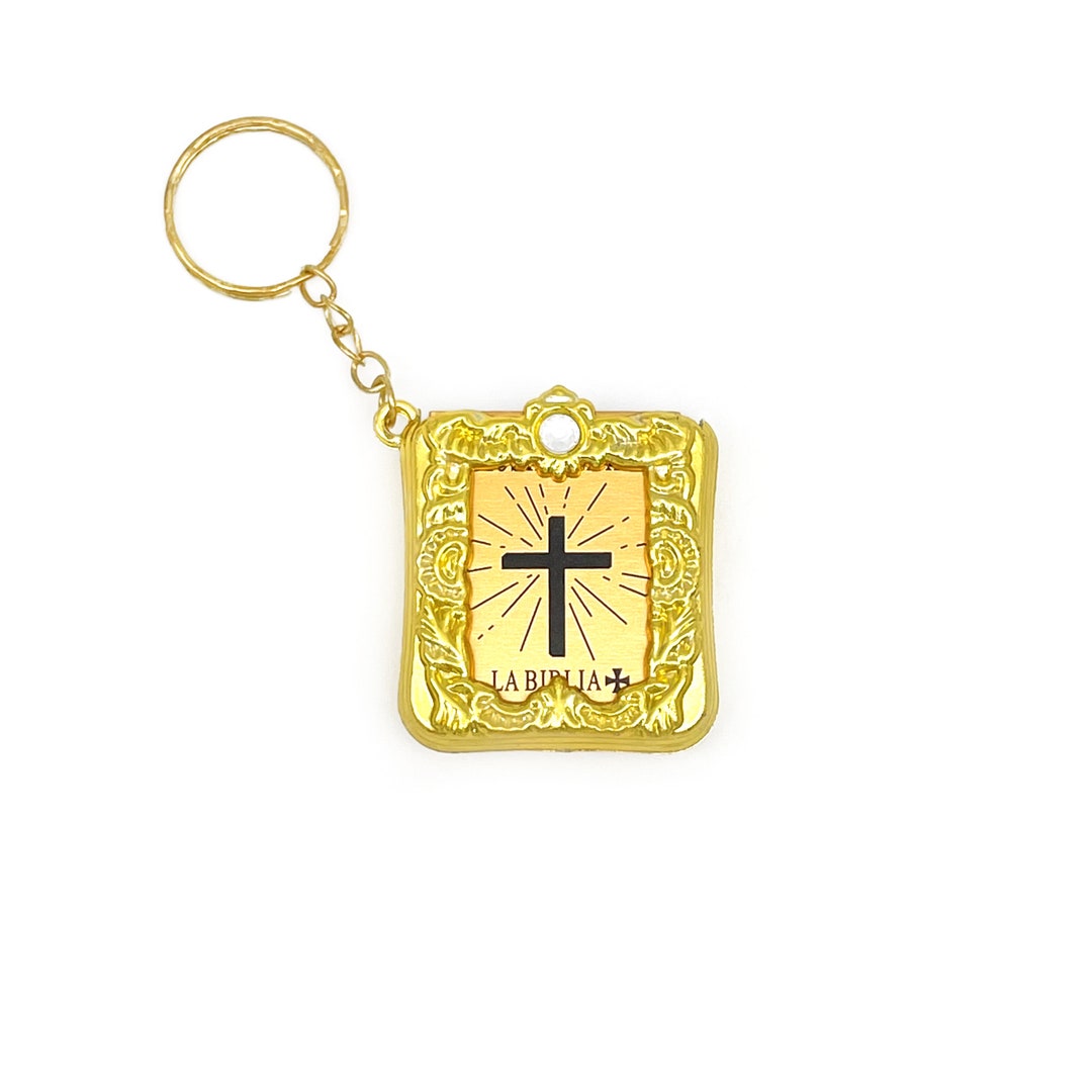 12 Pcs Mini Spanish Holy Bible Keychains Religious Christian Jesus ...