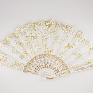 12pc White With Gold or Silver Assorted Foldable Hand Fans - Etsy