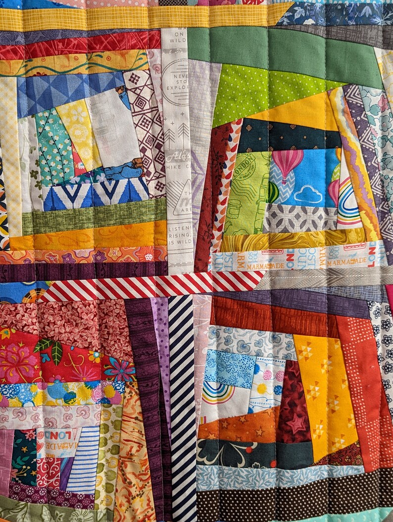 Handmade Crumb Scrappy Design 52 Inch Square Quilt, TV Cuddle, Lap ...