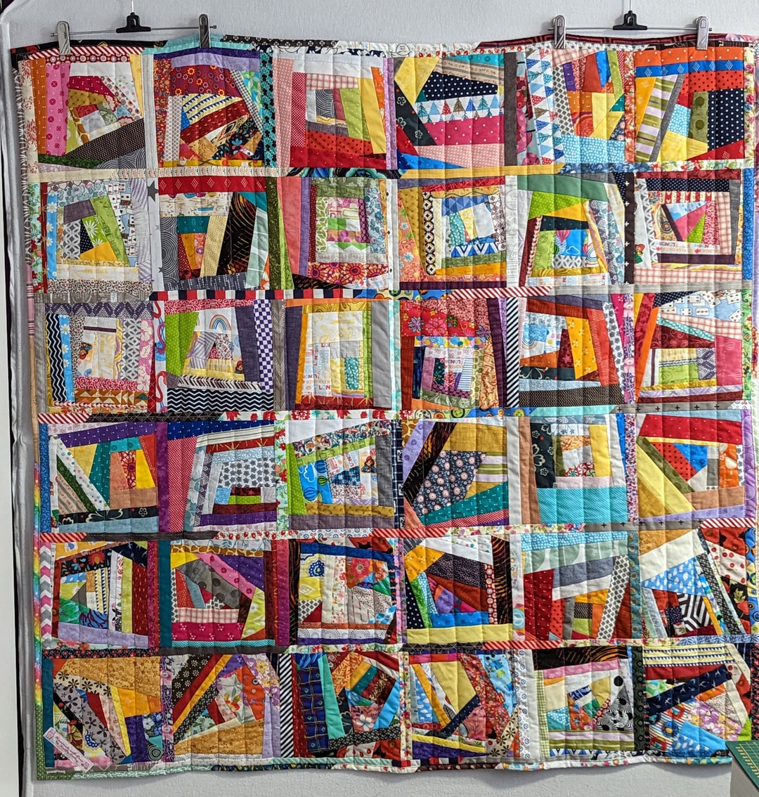 Handmade Crumb Scrappy Design 52 Inch Square Quilt, TV Cuddle, Lap ...
