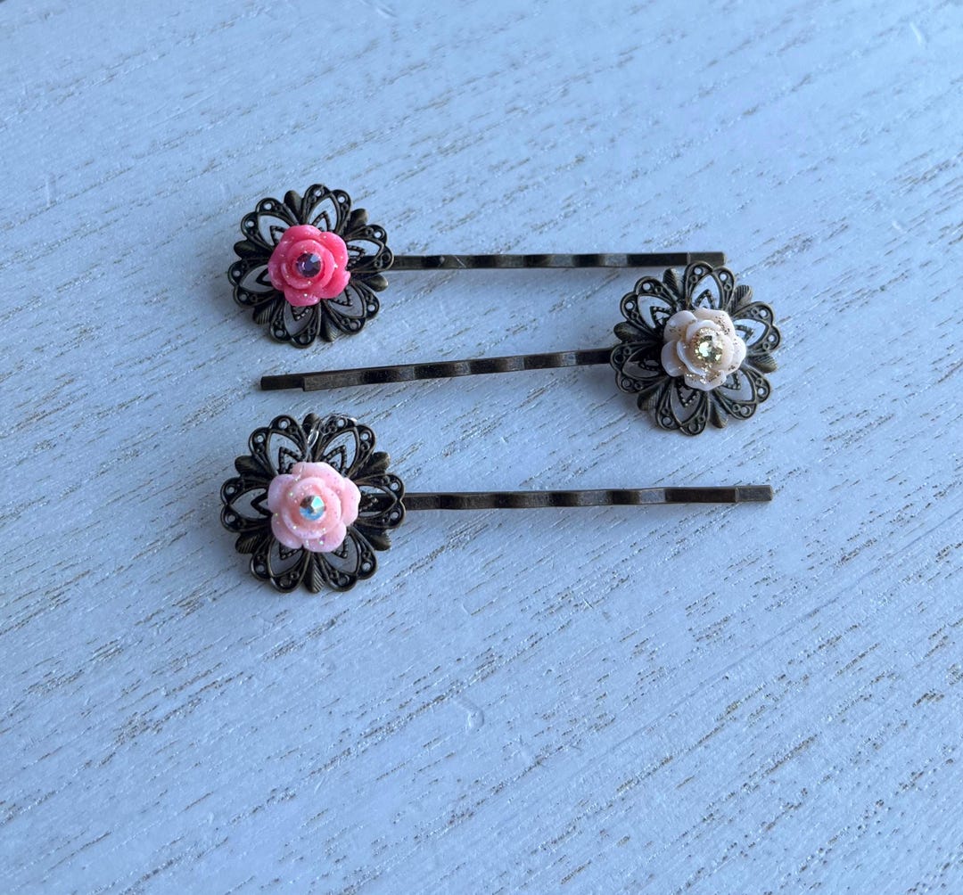 Rose Hair Pin Set - Etsy