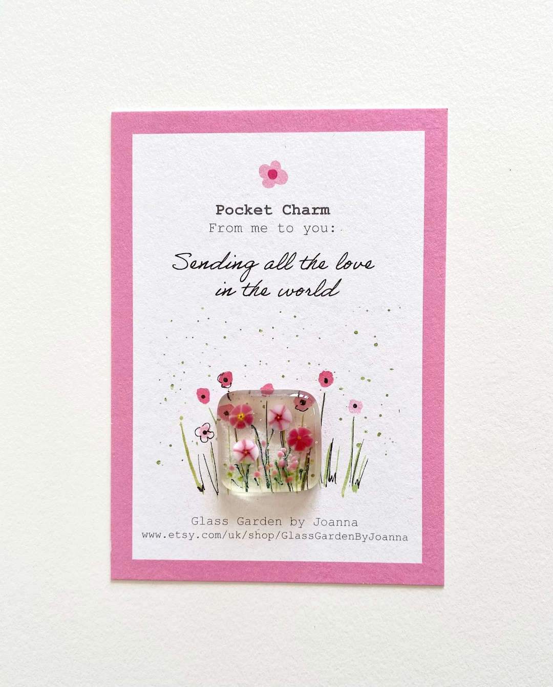 Pocket Hug/charm/keepsake - ‘sending All the Love in the World’ - Fused ...